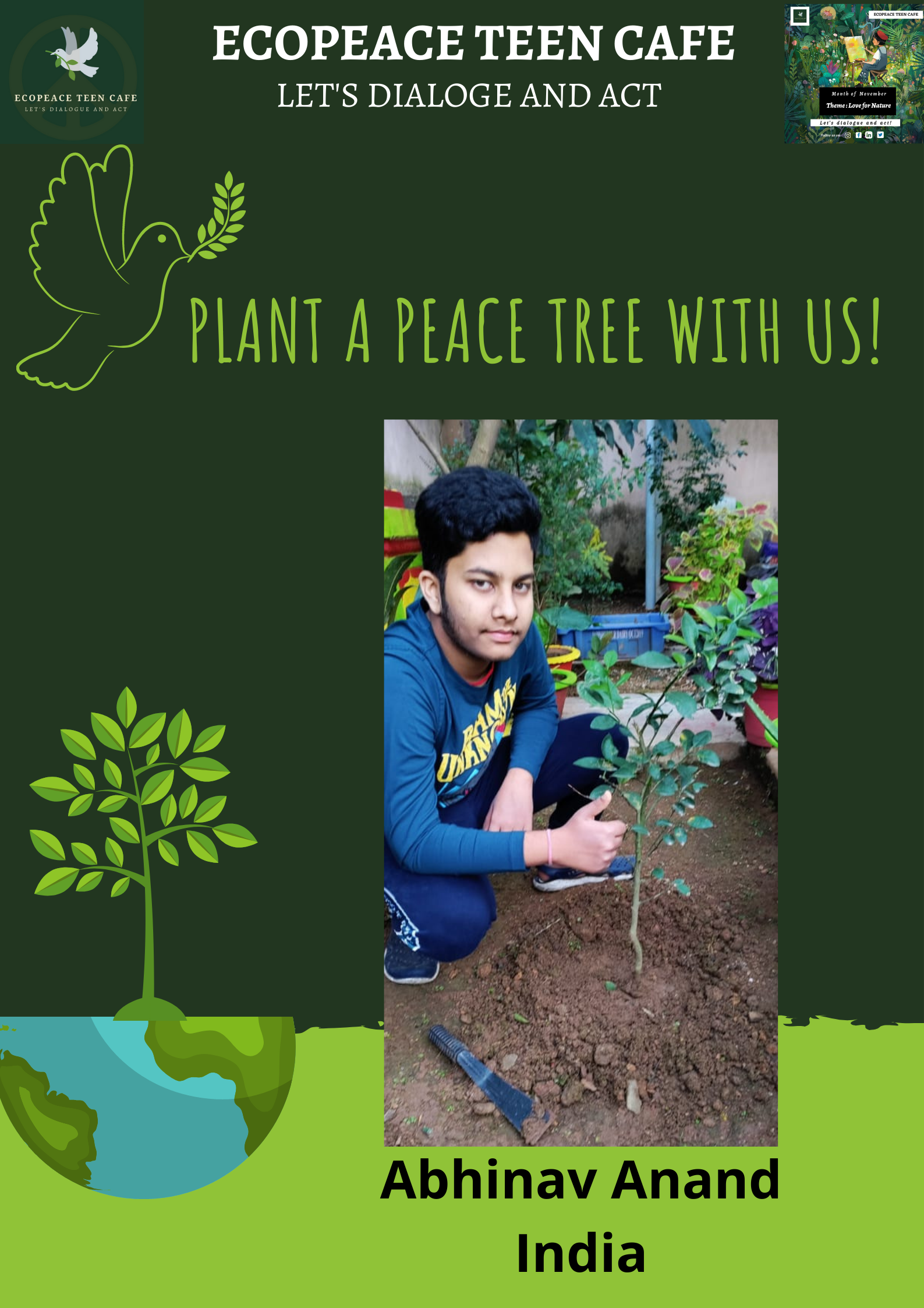 Plant a peace tree with us! – Ecopeace Teen Cafe